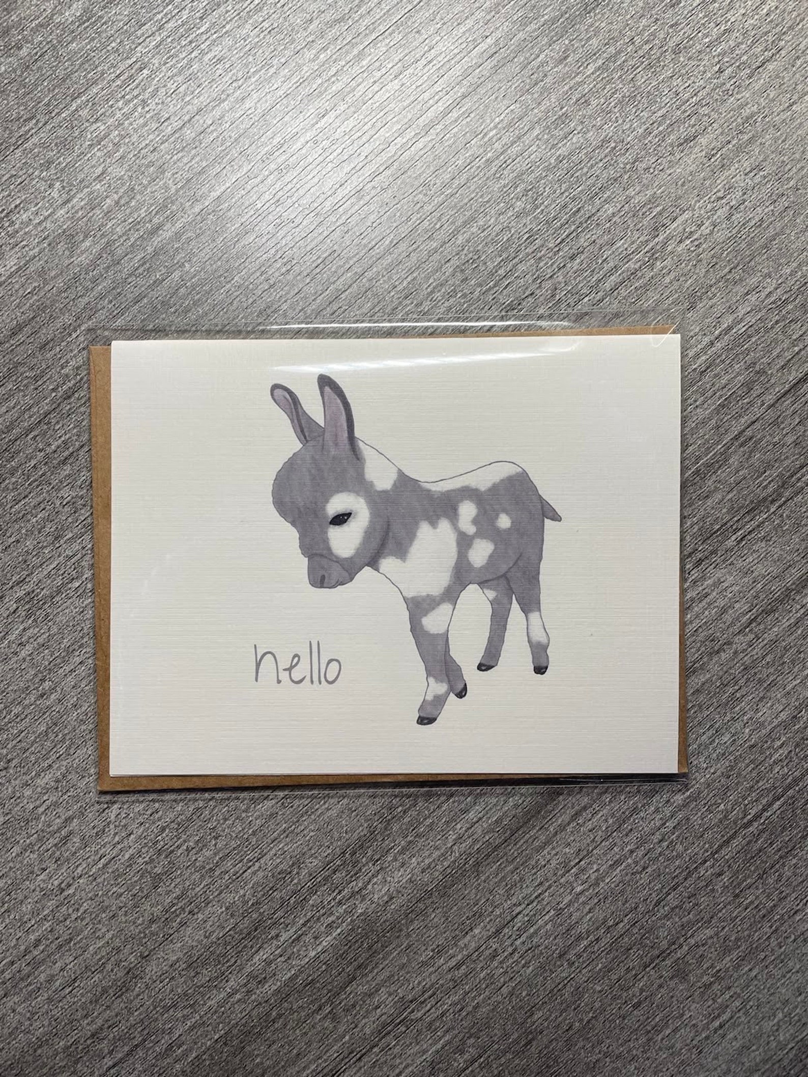 Hello Donkey Greeting Card With Craft Envelope - A2 Size - All Occasion ...
