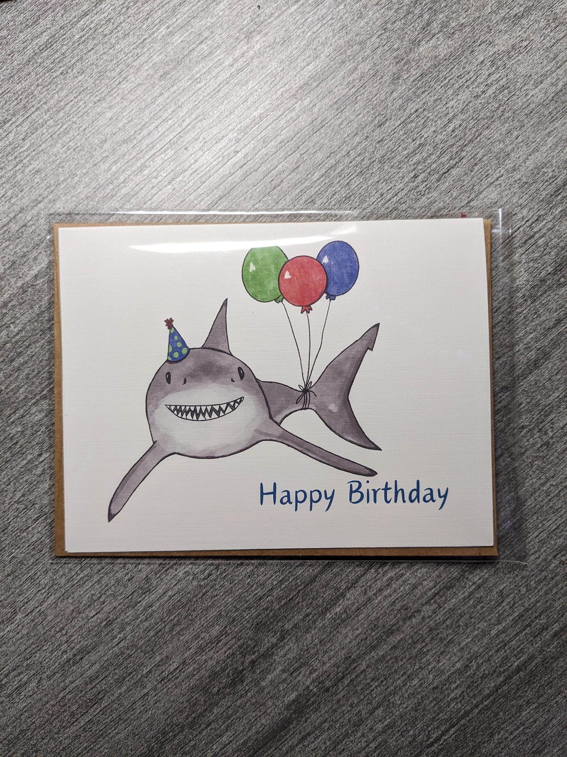 Shark Birthday Card With Craft Envelope - A2 Size, Kids Birthday Card ...