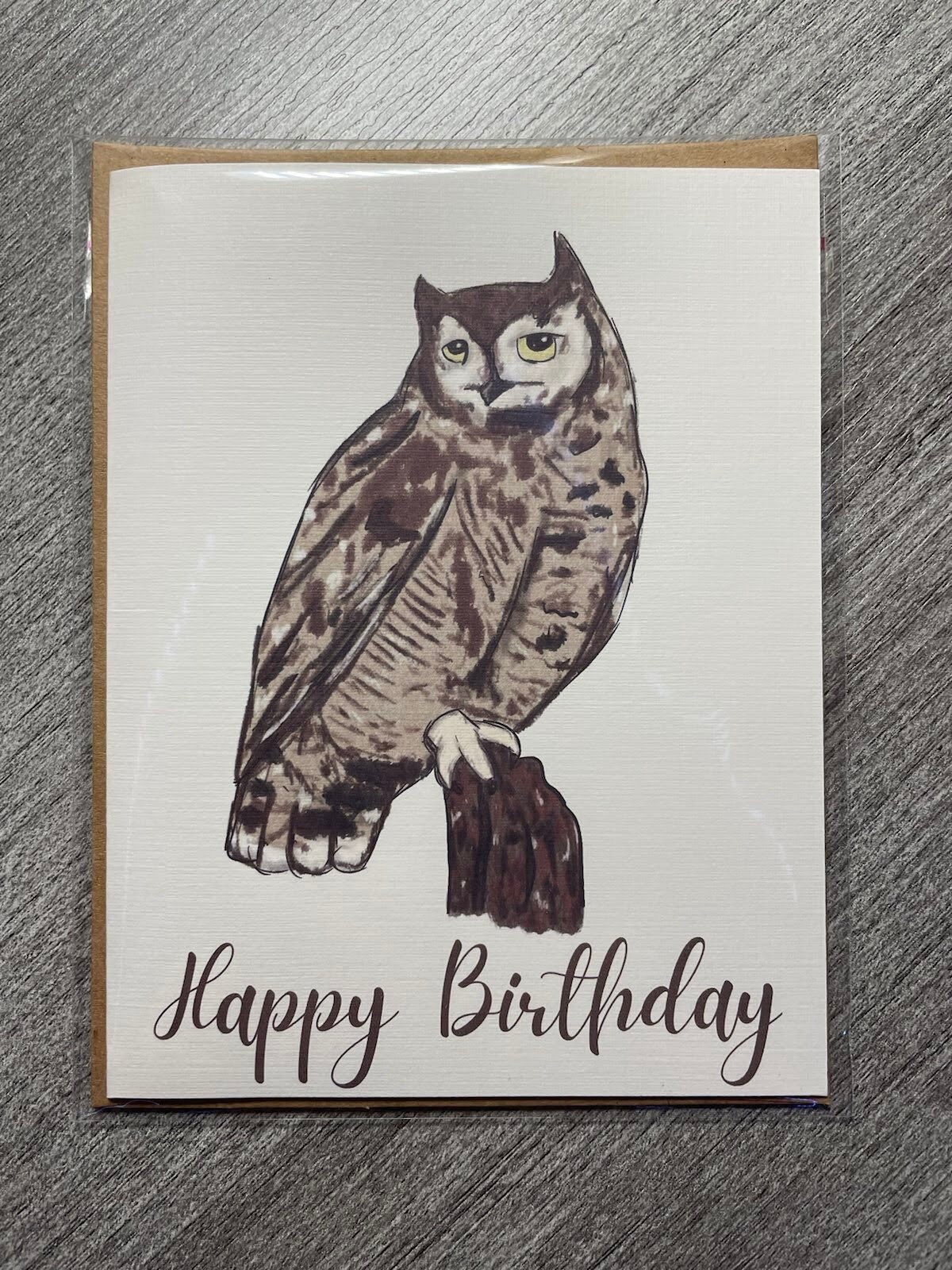 Great Horned Owl Happy Birthday Card With Craft Envelope, A2 Size 4.25 ...