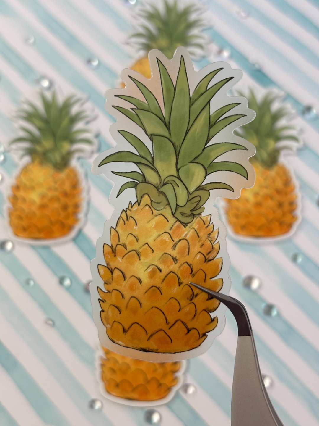 Tropical Pineapple Clear Vinyl Sticker - Water Resistant Clear Vinyl ...