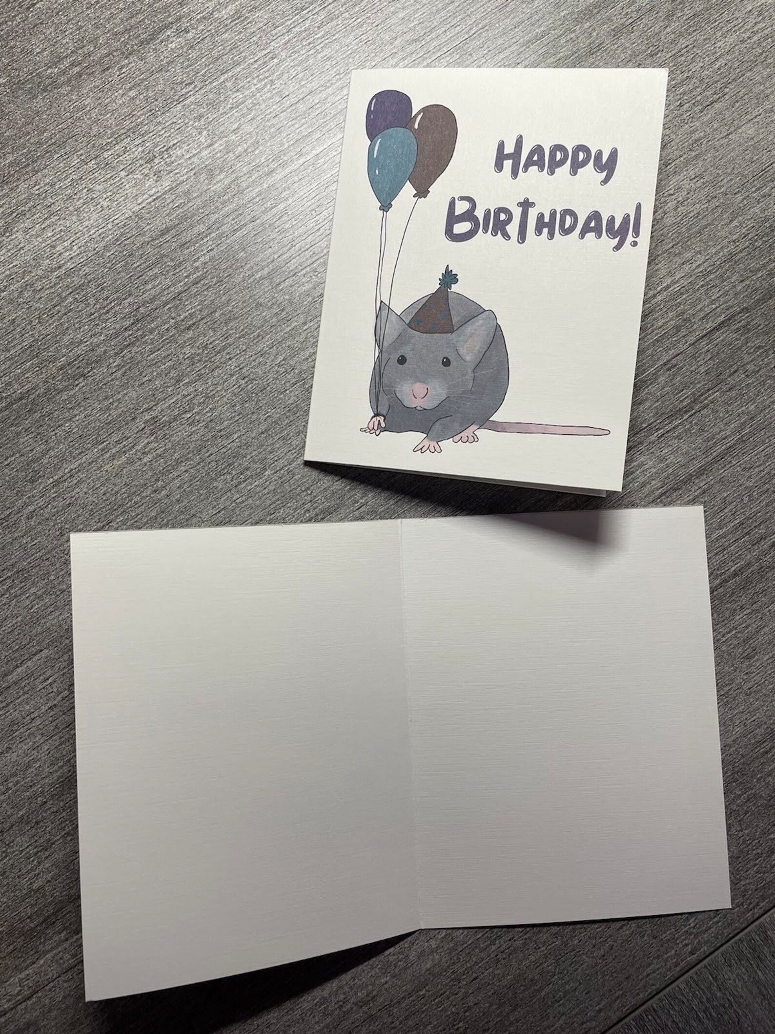 Cute Mouse Happy Birthday Card With Craft Envelope, A2 Size 4.25 Inches ...