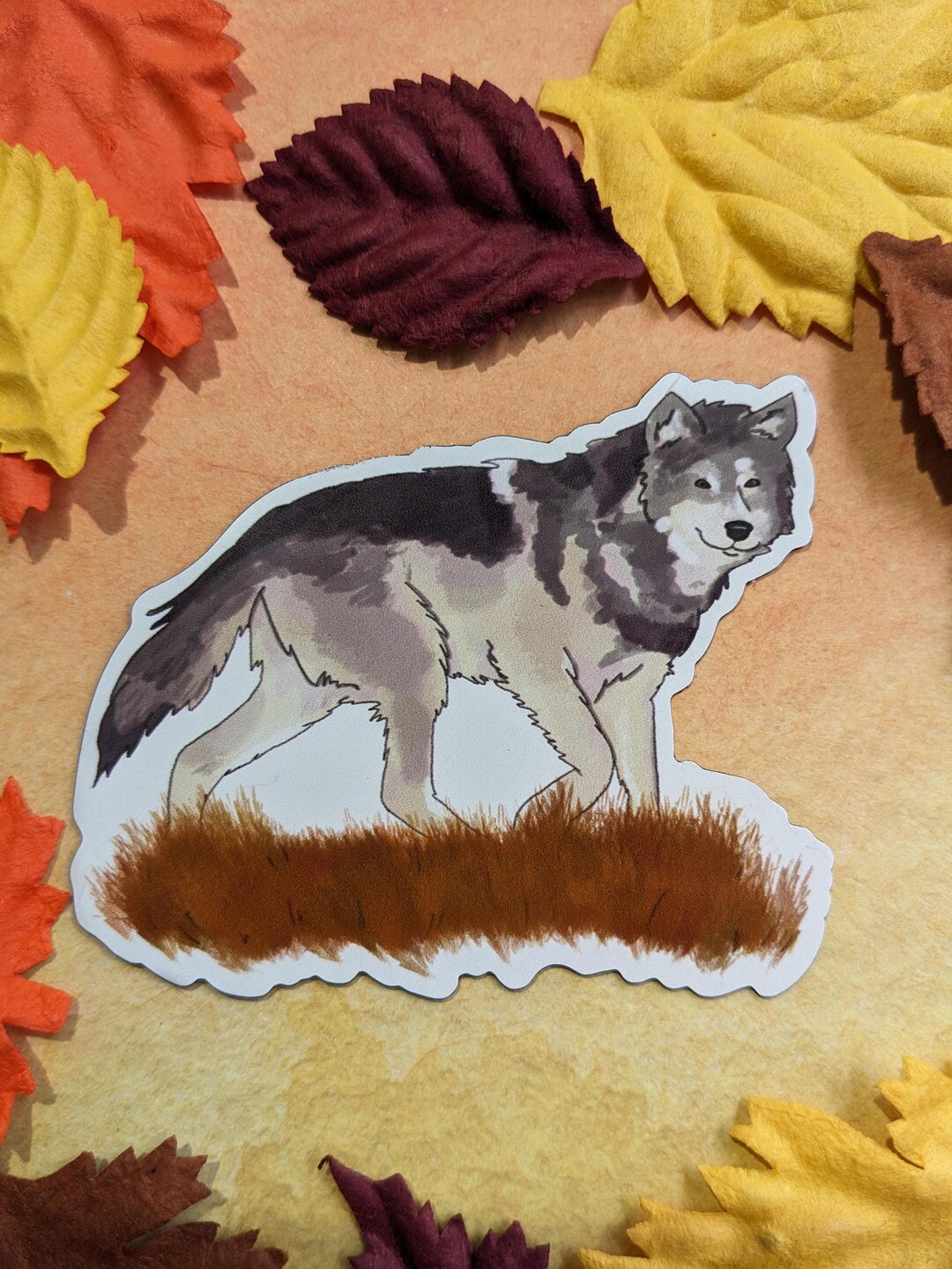Autumn Wolf Matte Sticker - Water Resistant Vinyl Sticker - Wildlife ...