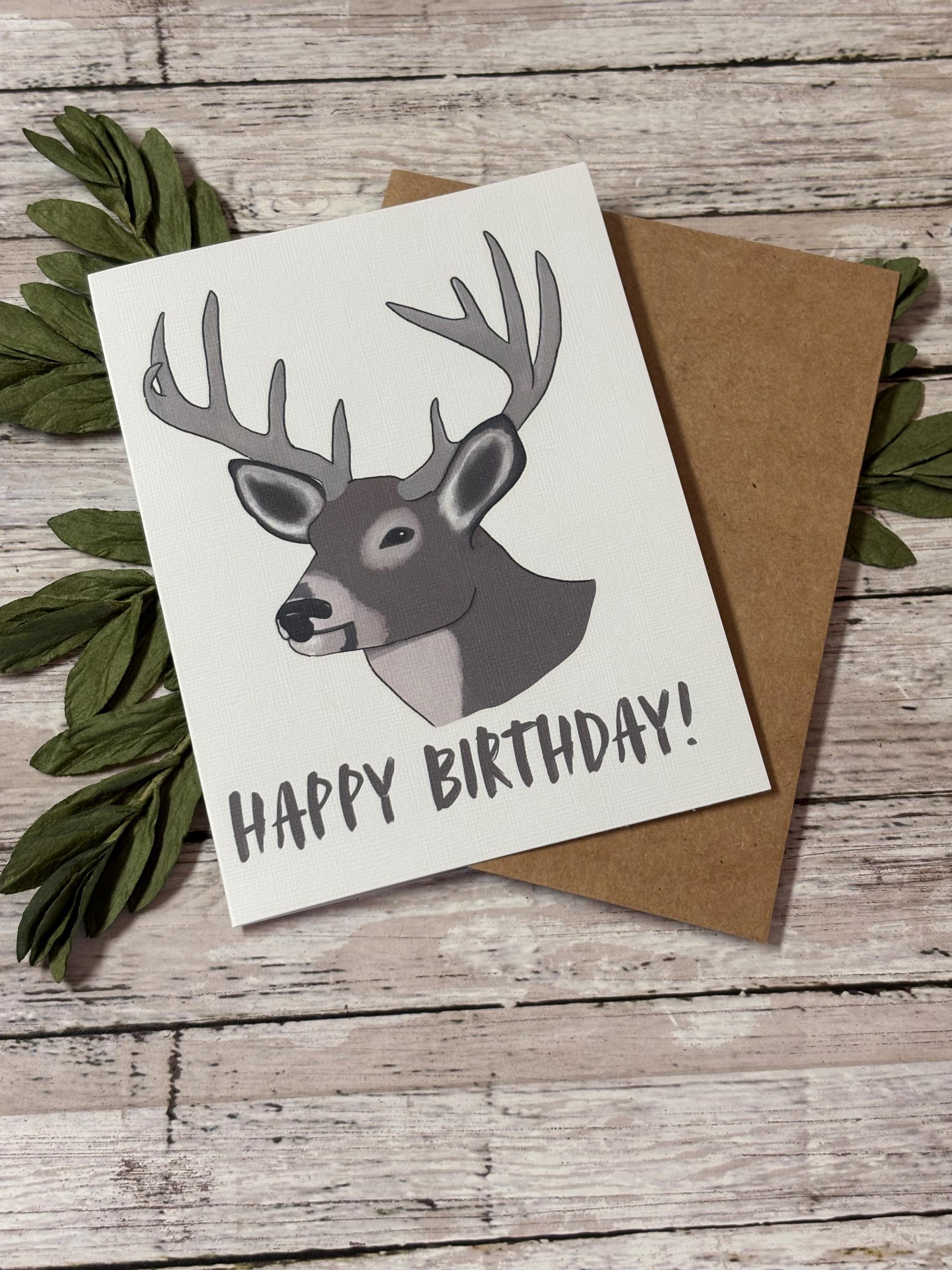 Buck Birthday Card With Craft Envelope - A2 Size, Card for Dad, Brother ...
