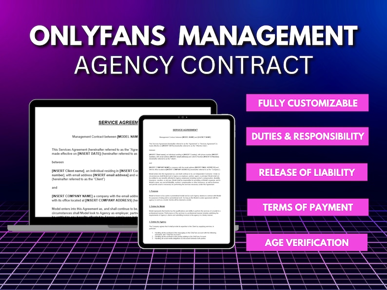 Onlyfans Agency Contract | Model Contract | Service Agreement | Legal ...