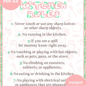 Kitchen Rules for Your Kids! - Etsy
