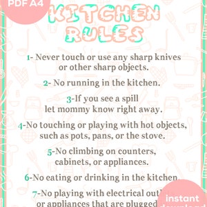 Kitchen Rules for Your Kids! - Etsy