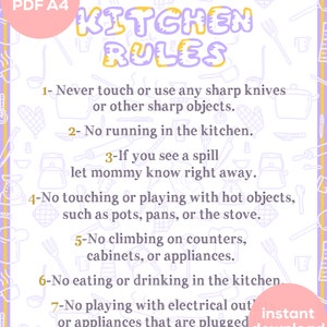 Kitchen Rules for Your Kids! - Etsy