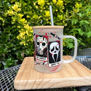 17oz Horror Movie Frosted Glass Coffee Mug, Spooky Season Cup ...