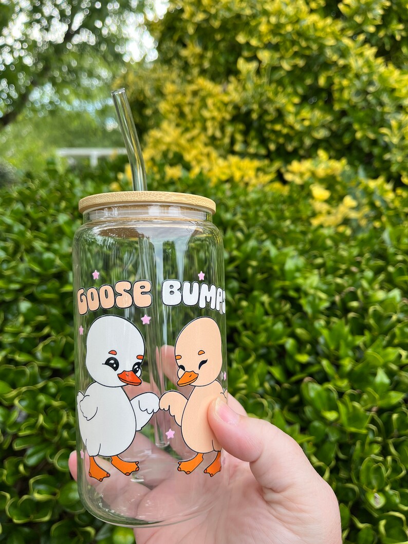 Goose Bumps - 16oz Glass Can With Lid & Straw - Meme - Funny Gift ...