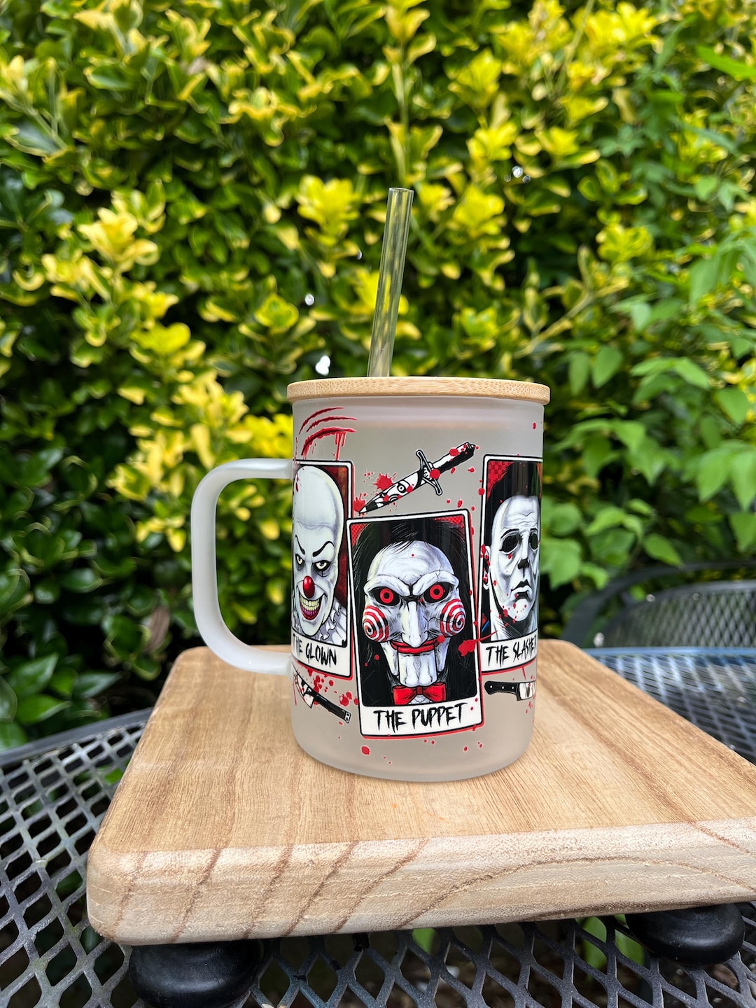17oz Horror Movie Frosted Glass Coffee Mug, Spooky Season Cup ...