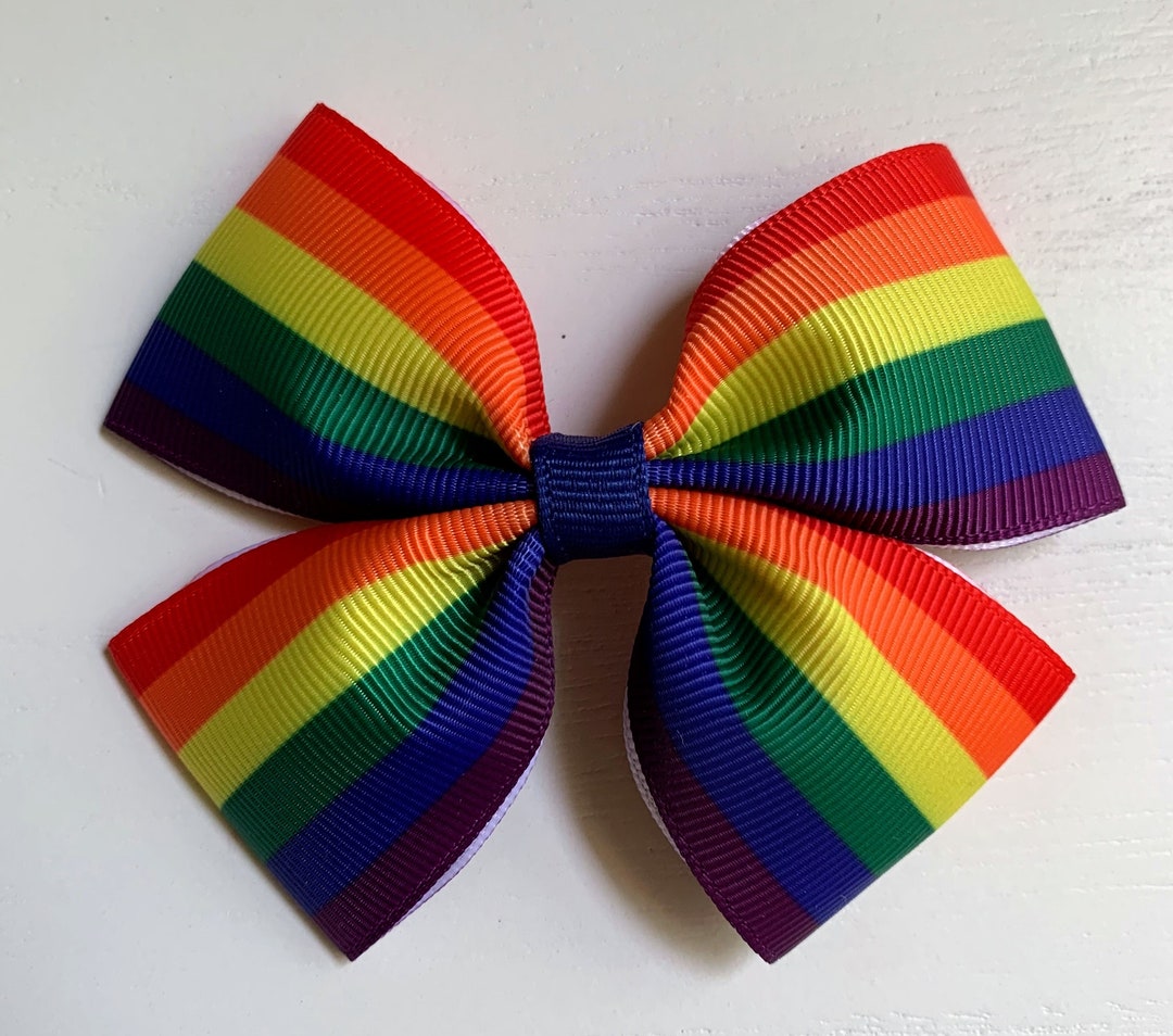 Rainbow Stripe Hair Bow - Etsy