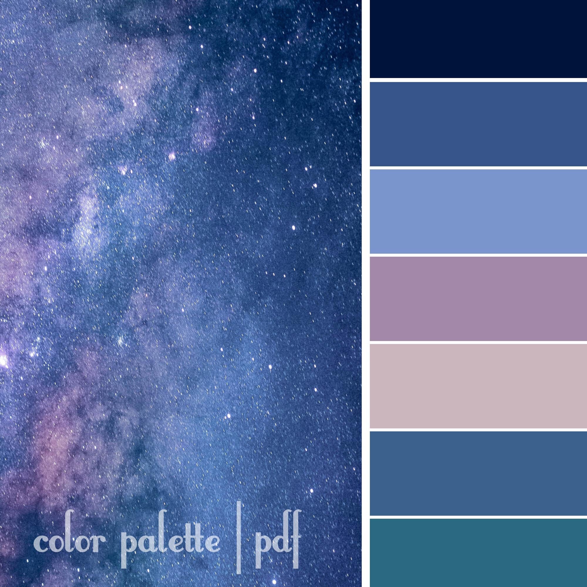 Stars Space Night Sky Color Palette Color Codes Color Coordinating - Etsy