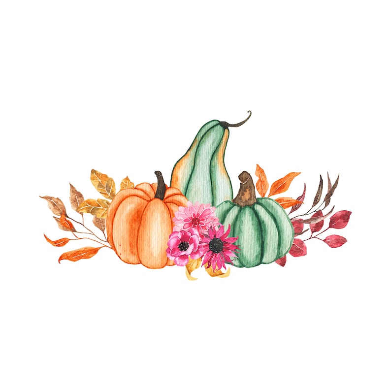 Pastel Thanksgiving Clipart Watercolor Clip Art Digital - Etsy