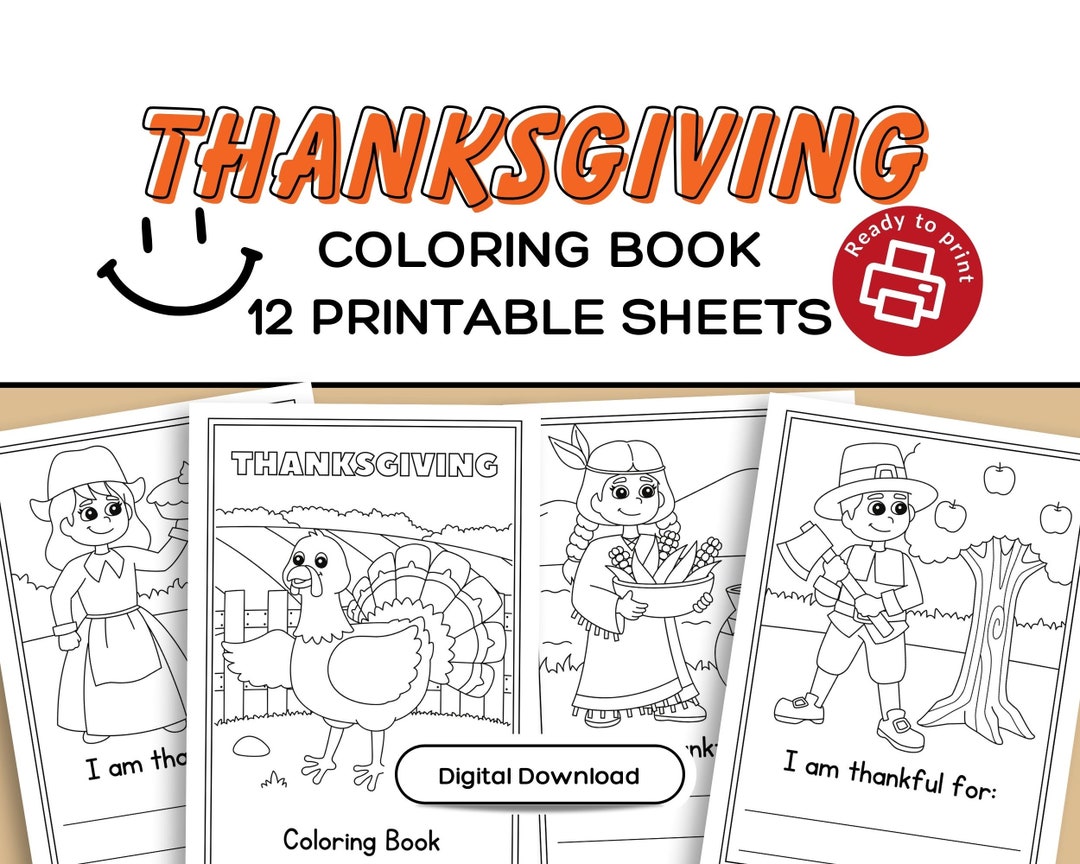 Happy Thanksgiving Coloring Sheets - Etsy