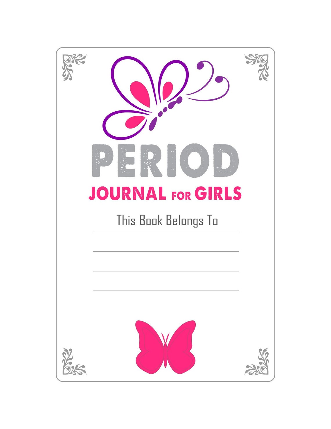 Period Tracker for Girls, Printable Monthly Period Tracker Menstruation ...