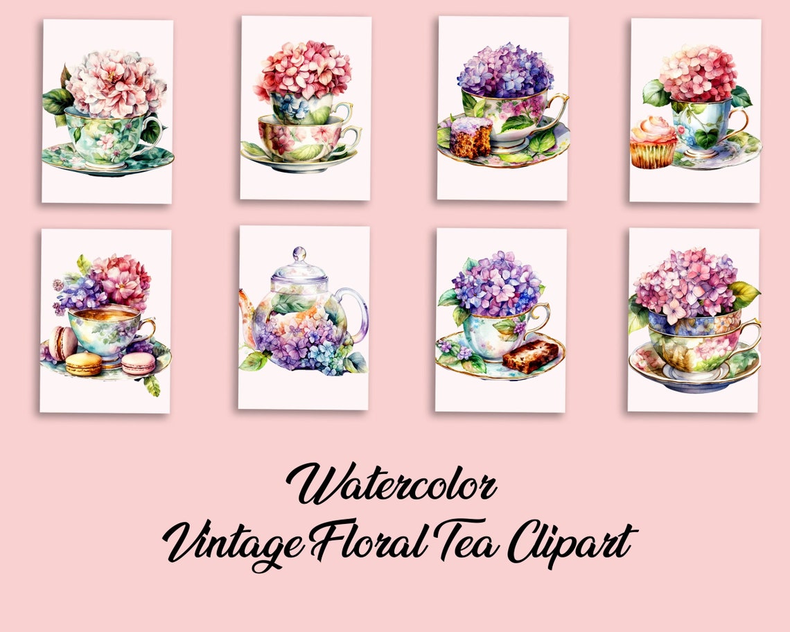 Tea Party Clipart, Watercolor Clipart, Tea Time Clip Art, Tea Clipart ...