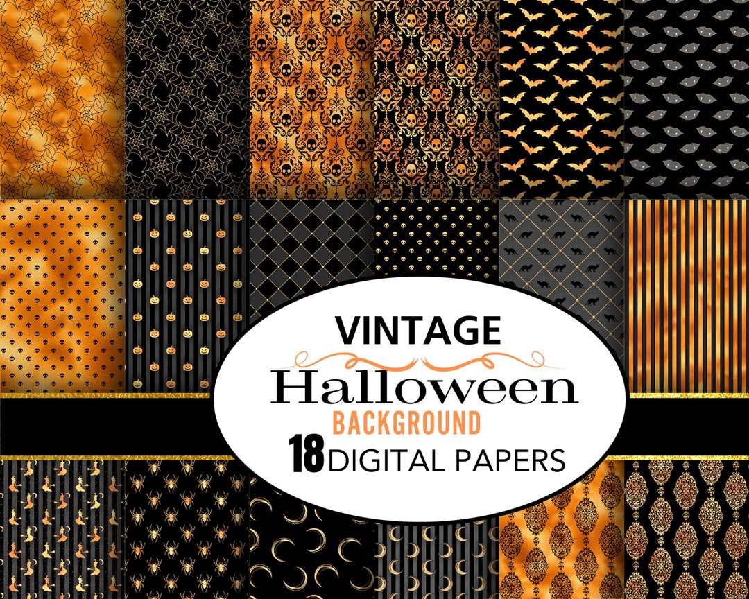 Vintage Halloween Digital Paper Pack - Etsy