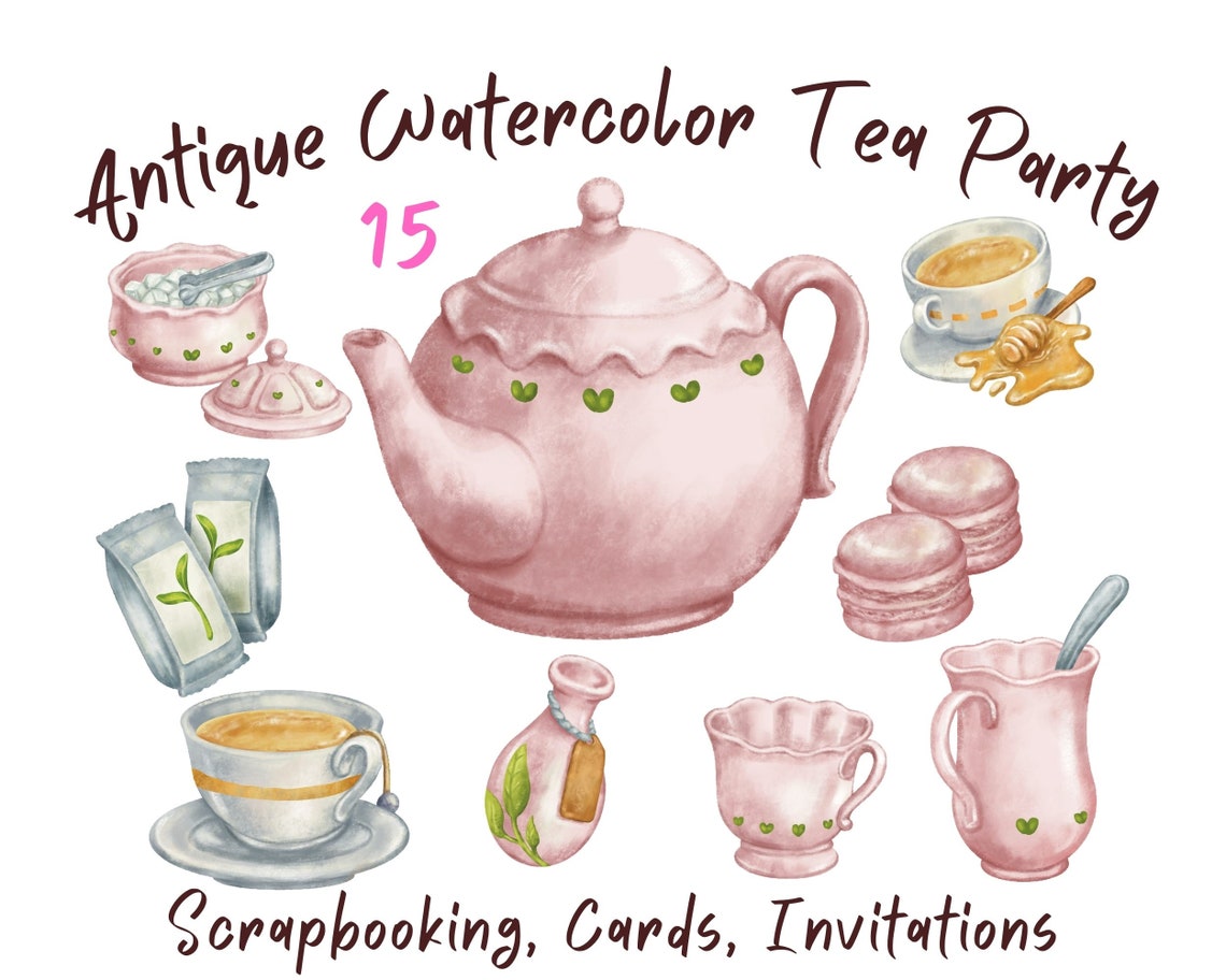Tea Party Clipart, Watercolor Clipart, Tea Time Clipart Tea Clipart ...