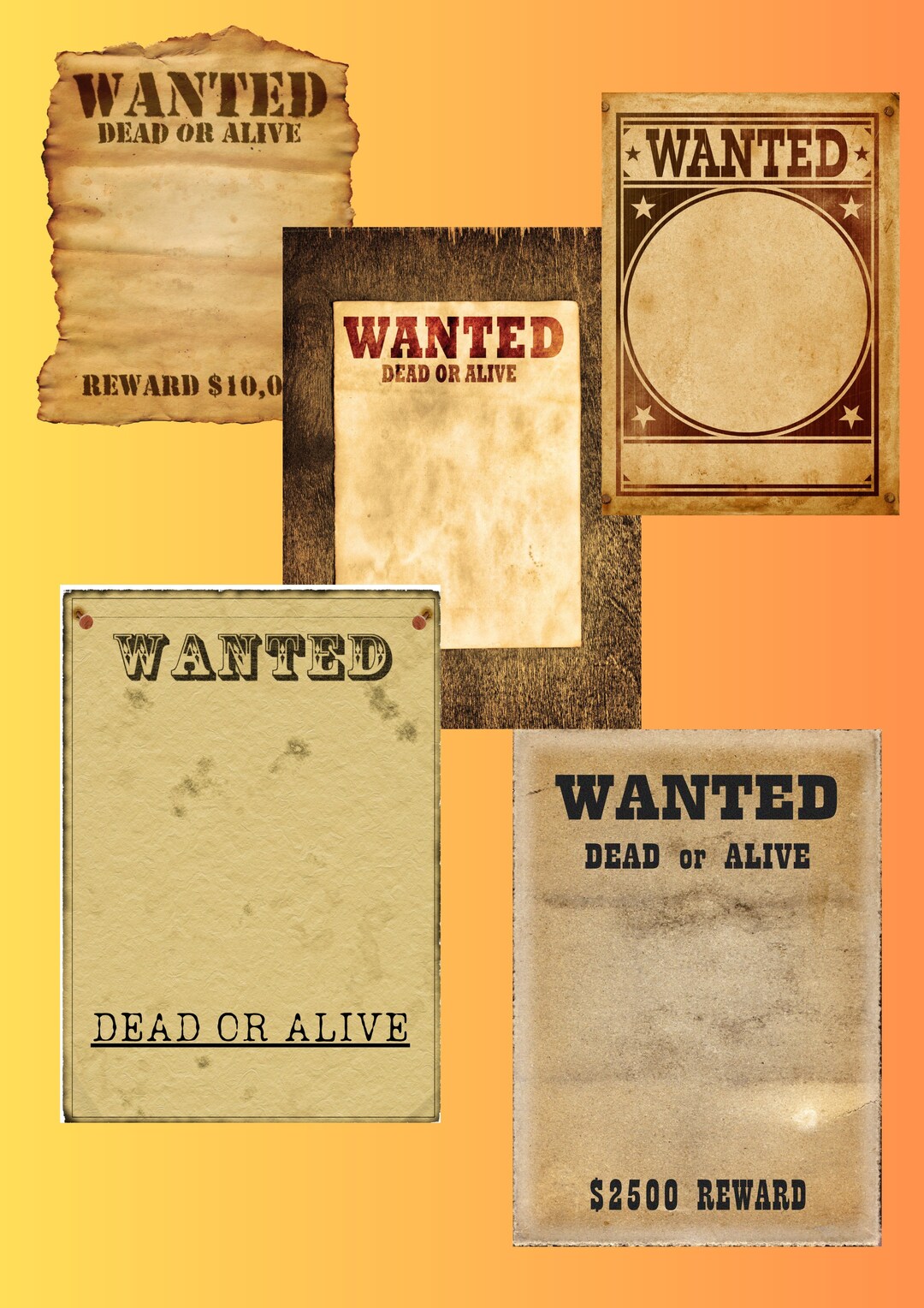 Western Wanted Poster Wild West Cowboy Printable Digital - Etsy