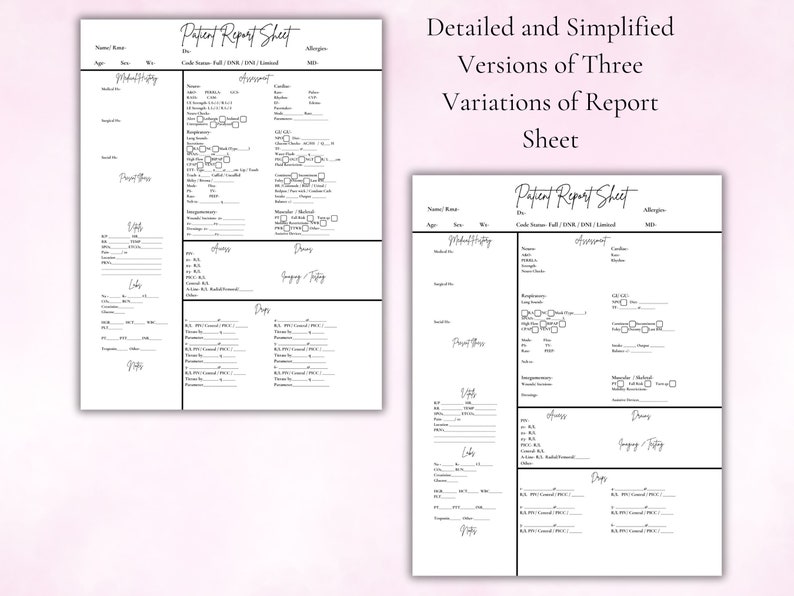 Minimalistic ICU Nursing Report Sheet and 12 Hr Shift Planner Bundle - Etsy