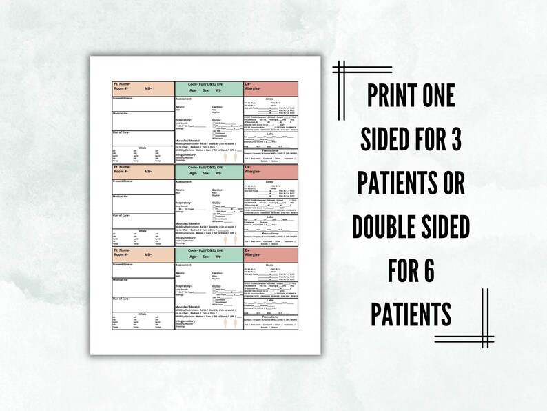 Med Surg RN Report Sheet Bundle: Shift Planner for 3-6 Patients ...