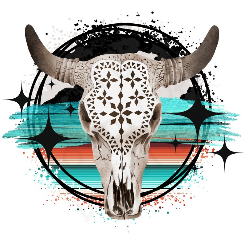 Serape Cow Skull PNG - Etsy