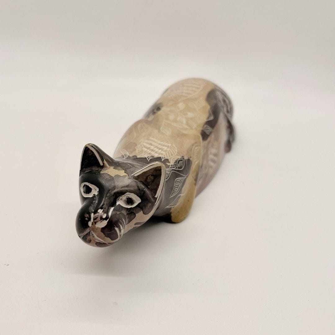 Soapstone Cat Figurine Made in Kenya Cheetah Leopard Hand Carved Folk ...
