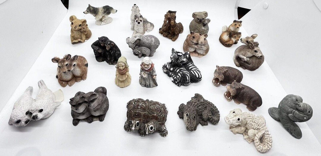 Vtg Stone Critter Littles Lot USA 1990s Noah's Ark Animals 19 Anmls ...