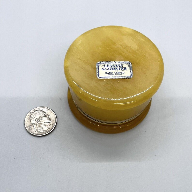 Vintage Genuine Alabaster Trinket Box Santa Italy Round Hinged Hand ...