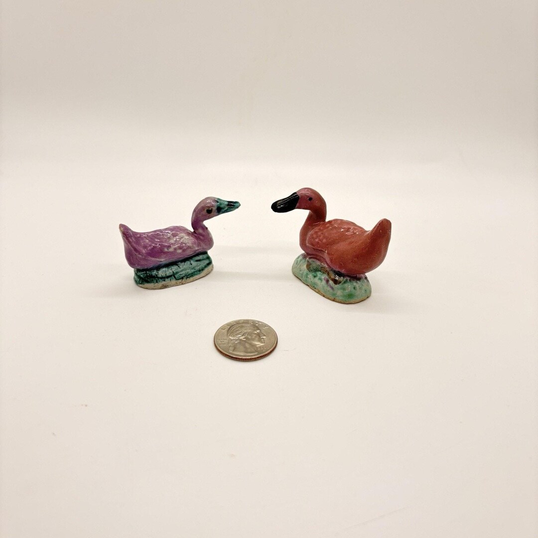 Vintage Chinese Ceramic Pink Ducks Minis Set of 2 Export Figurines ...