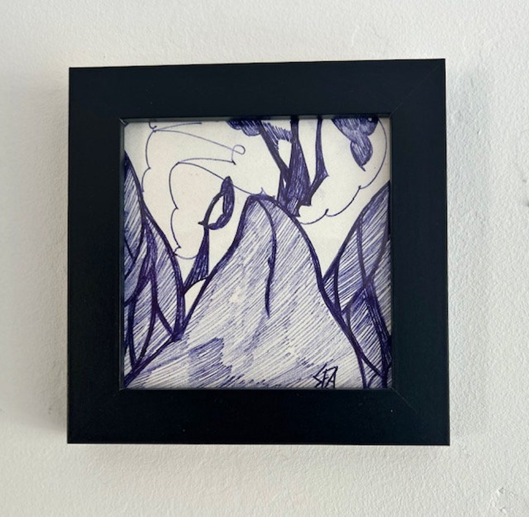 Abstract Original Ink Art Drawing With Frame for Office Wall Decoration ...