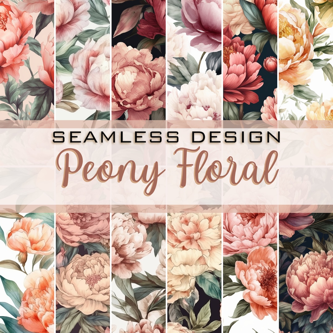 Peony Floral Watercolor Digital Paper: Seamless Pattern (digital ...