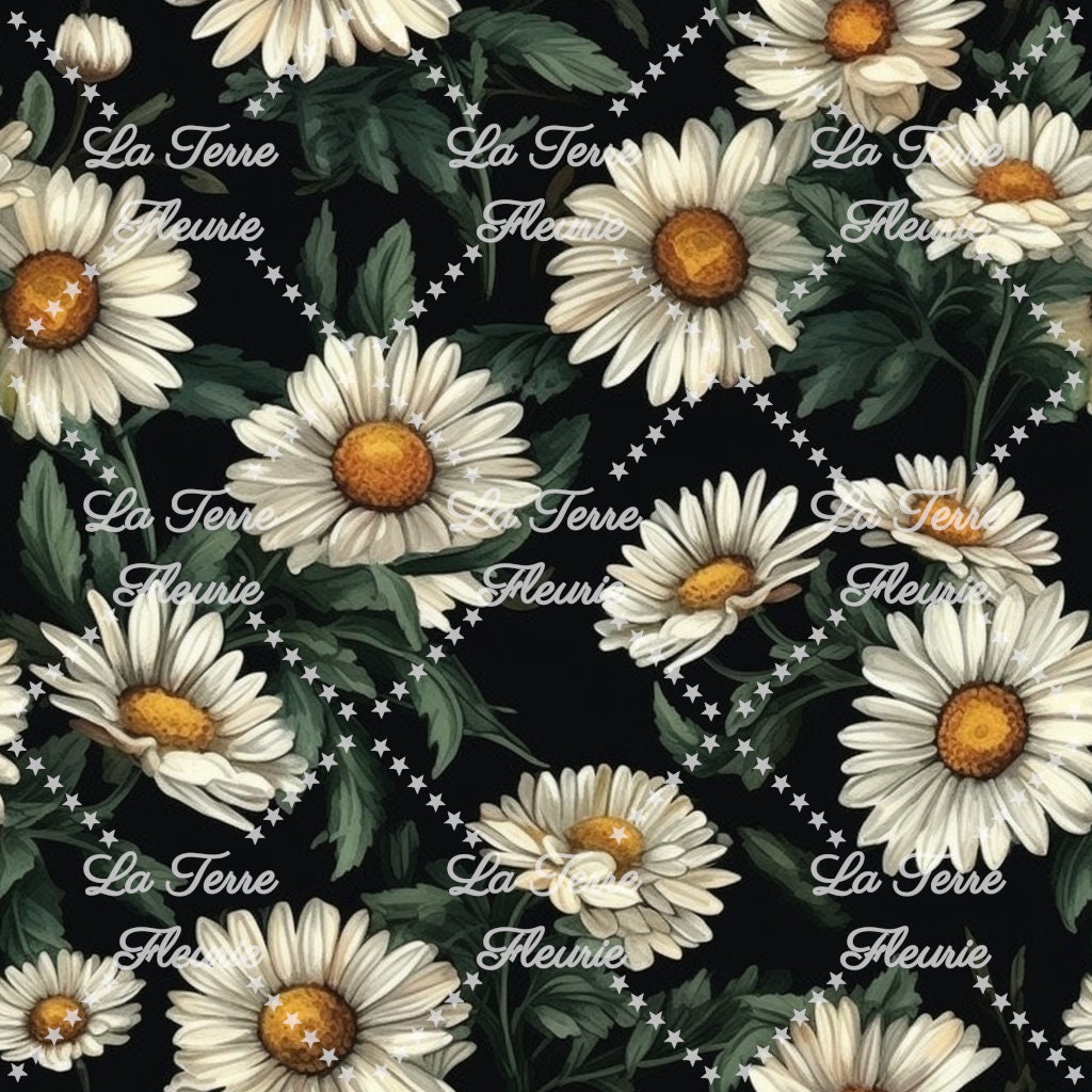 12 Daisy Watercolor Floral Digital Paper 4096x4096 300DPI SEAMLESS ...