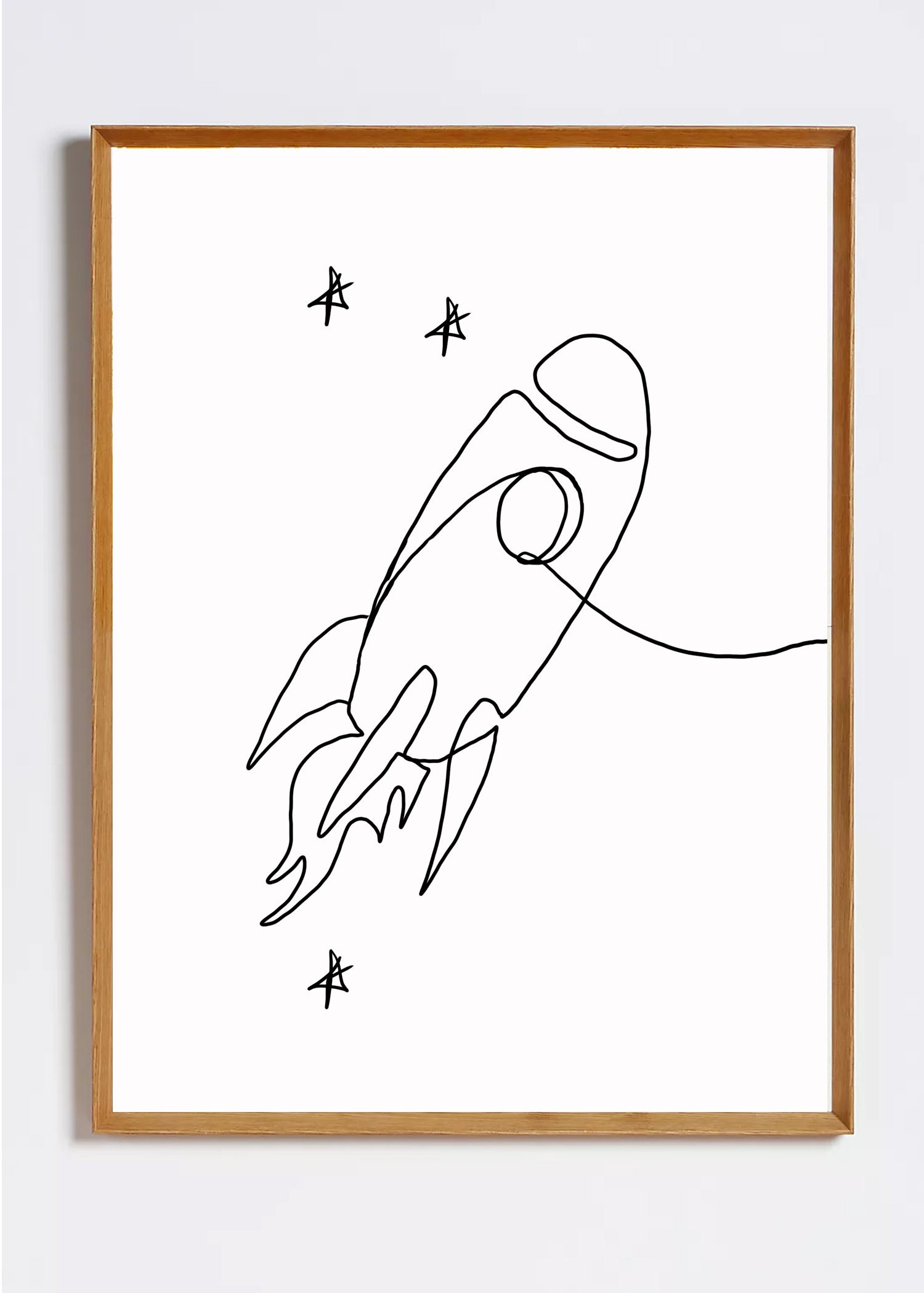Set of 3 Space Astronaut Décor Kids Line Art Planet Art Rocket Ship ...