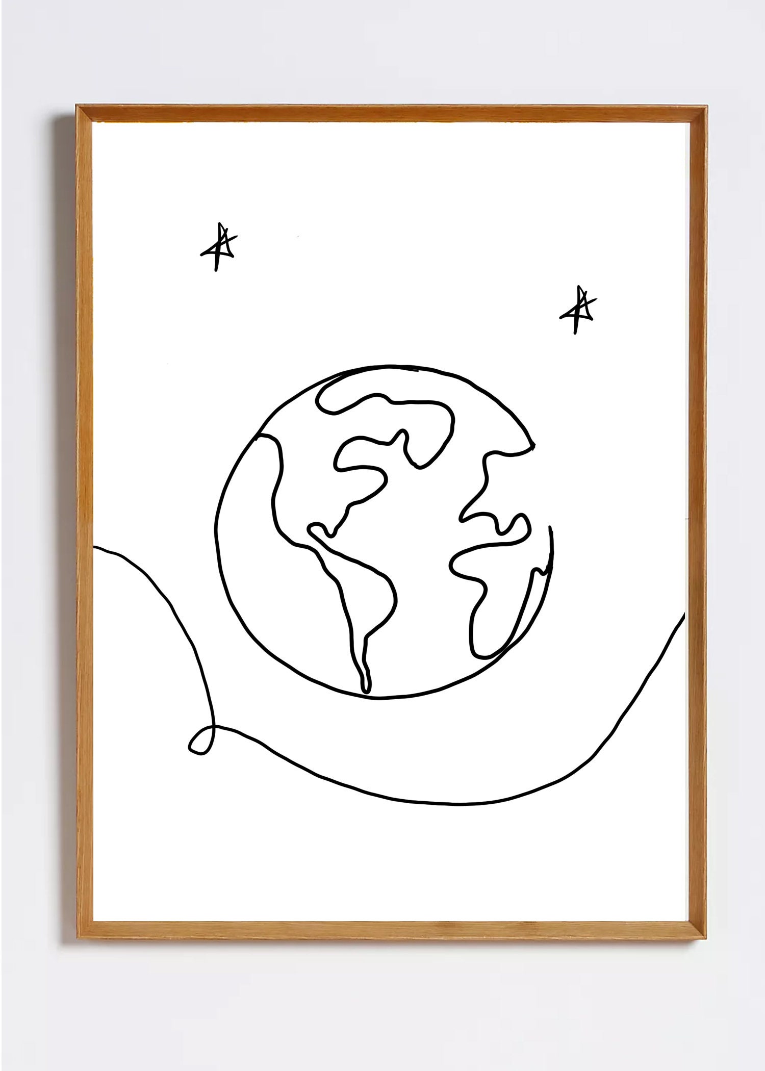 Set of 3 Space Astronaut Décor Kids Line Art Planet Art Rocket Ship ...