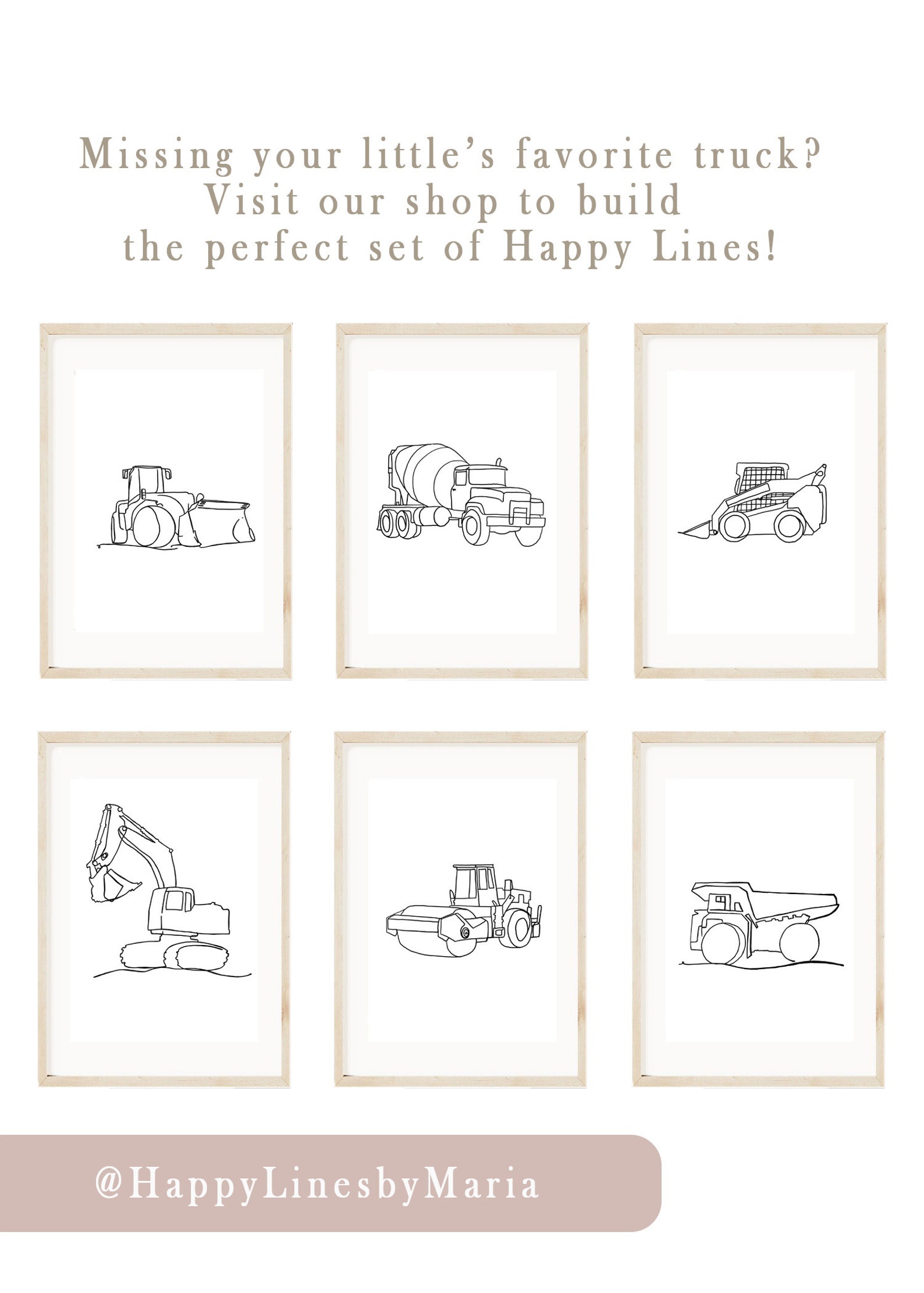 Set of 3 Construction Site Décor| Minimalist Line Art | Kids Room Art ...