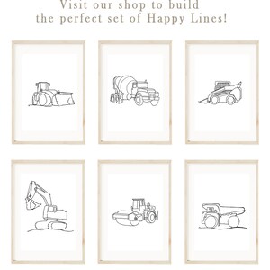 Set of 3 Construction Site Décor| Minimalist Line Art | Kids Room Art ...
