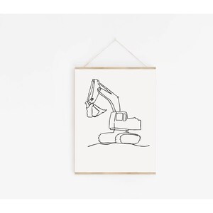 Set of 3 Construction Site Décor| Minimalist Line Art | Kids Room Art ...