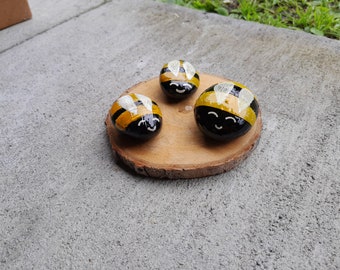 Set of 3 Bee Painted Rocks Be Kind Bumblebee Stones for Decoration ...