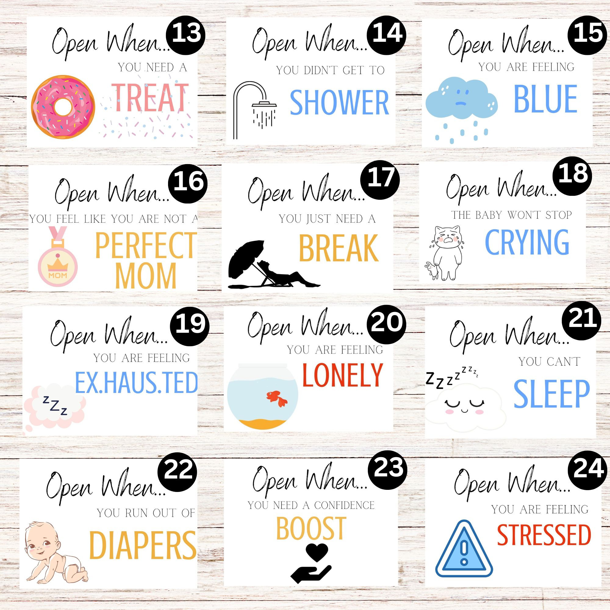 Open When Envelopes for New Moms, New Mom Care Package, Baby Shower ...