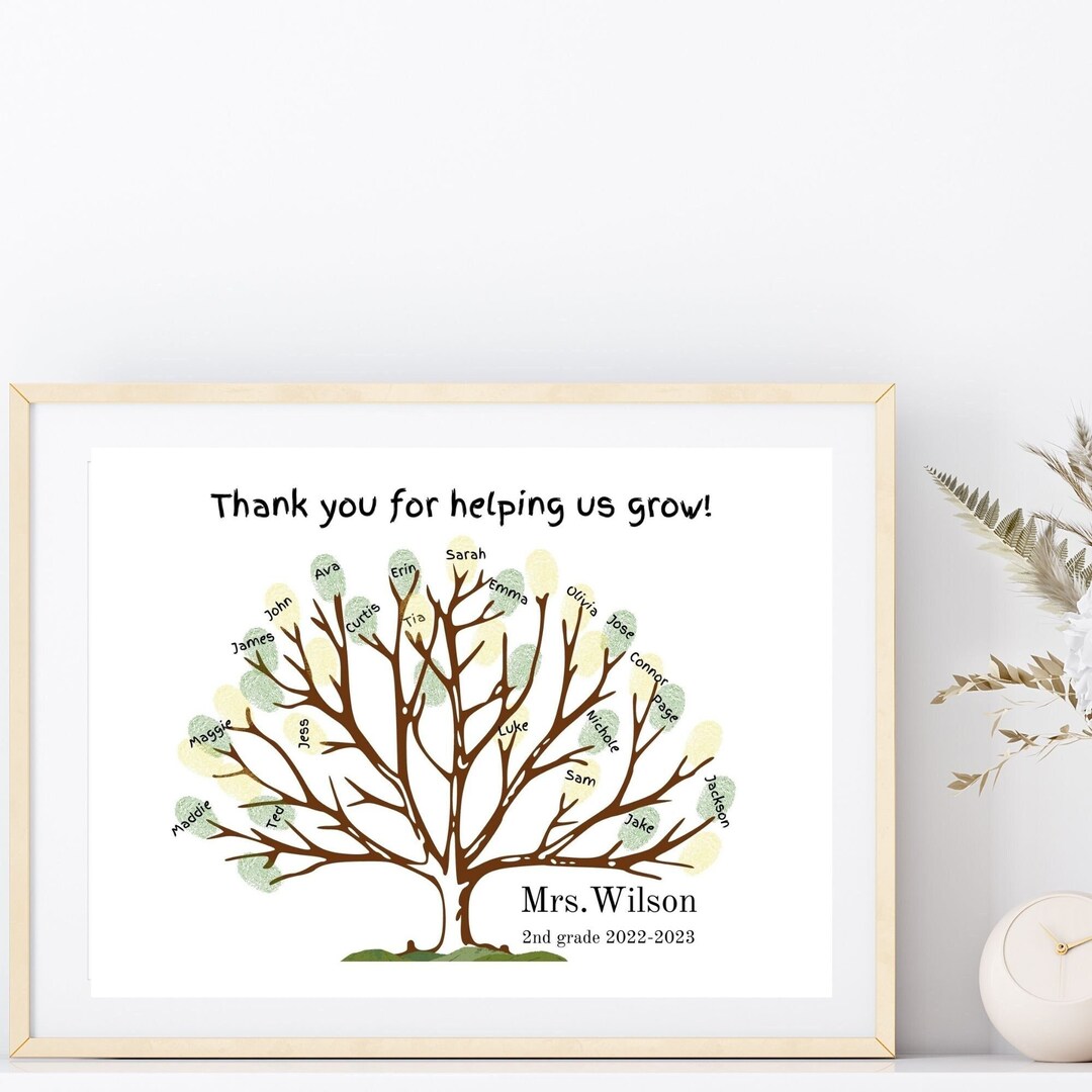Teacher Gift, Teacher Thank You, Fingerprint Tree, Printable Gift ...