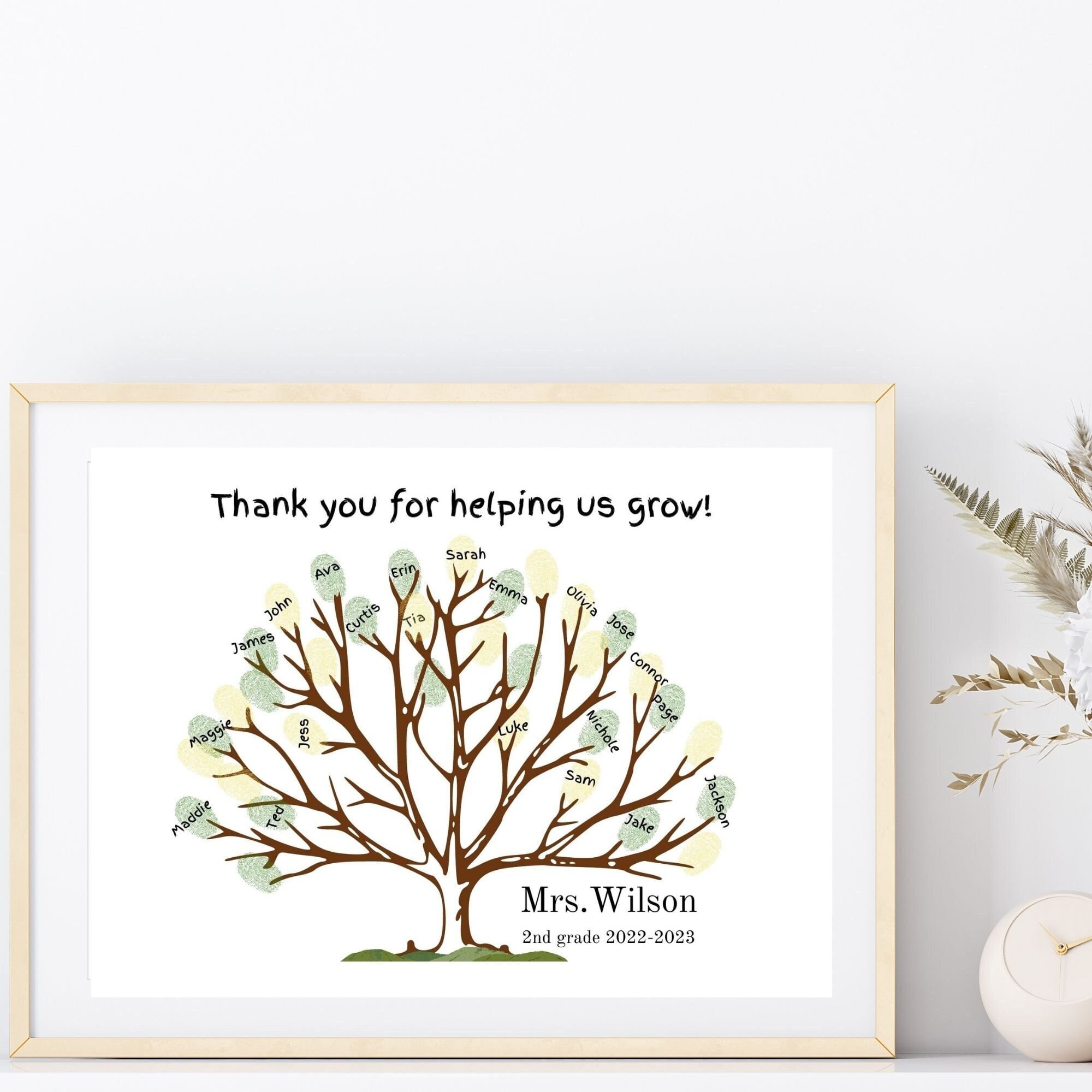 Teacher Gift, Teacher Thank You, Fingerprint Tree, Printable Gift ...