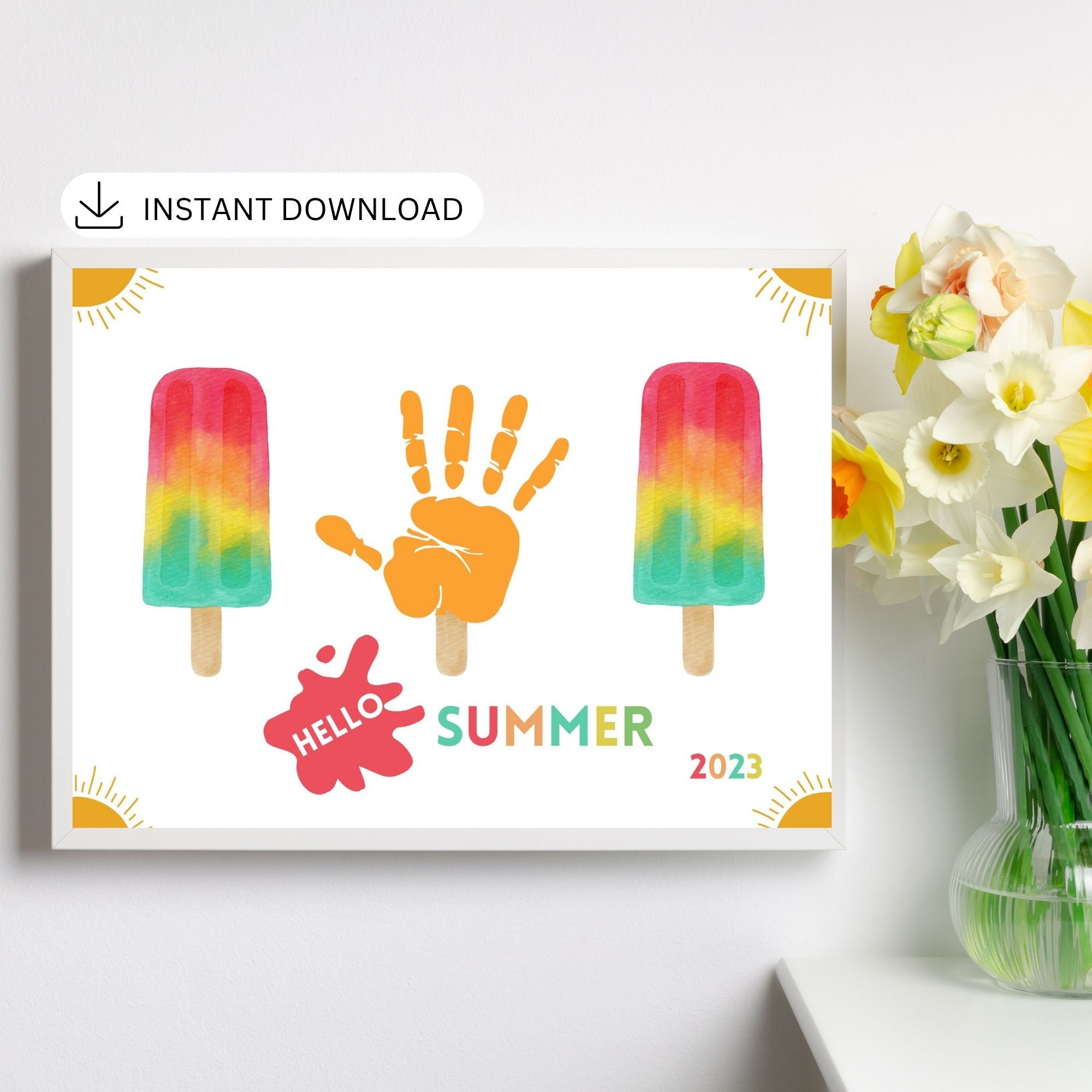 Hello Summer Popsicle Handprint Art Summer Kids Activity Summer Print ...