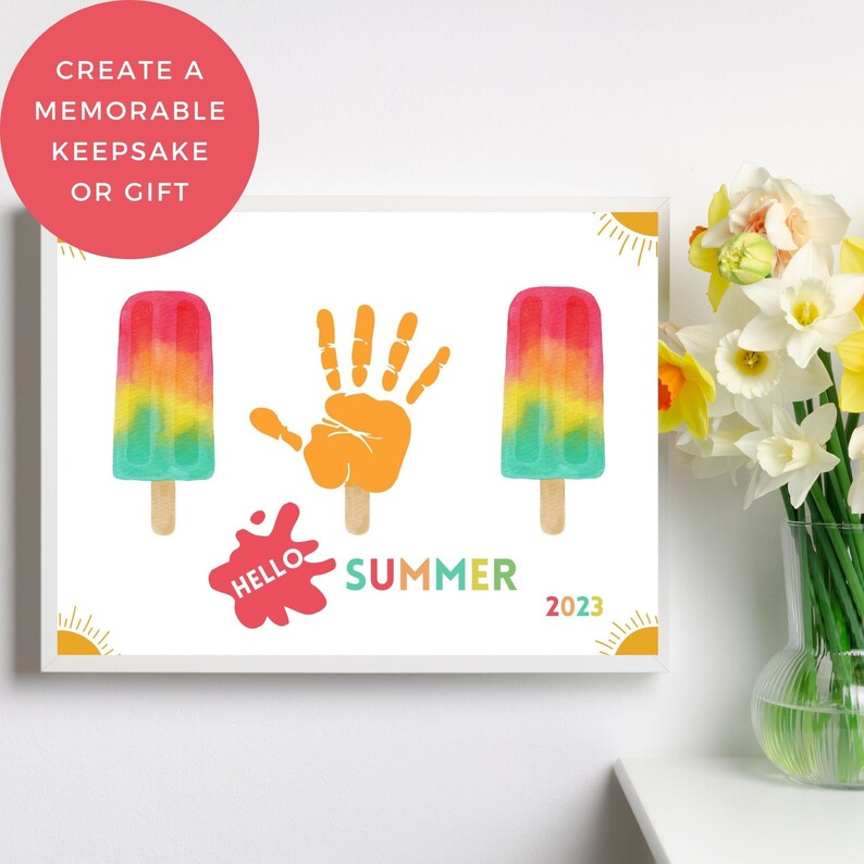 Hello Summer Popsicle Handprint Art Summer Kids Activity Summer Print ...