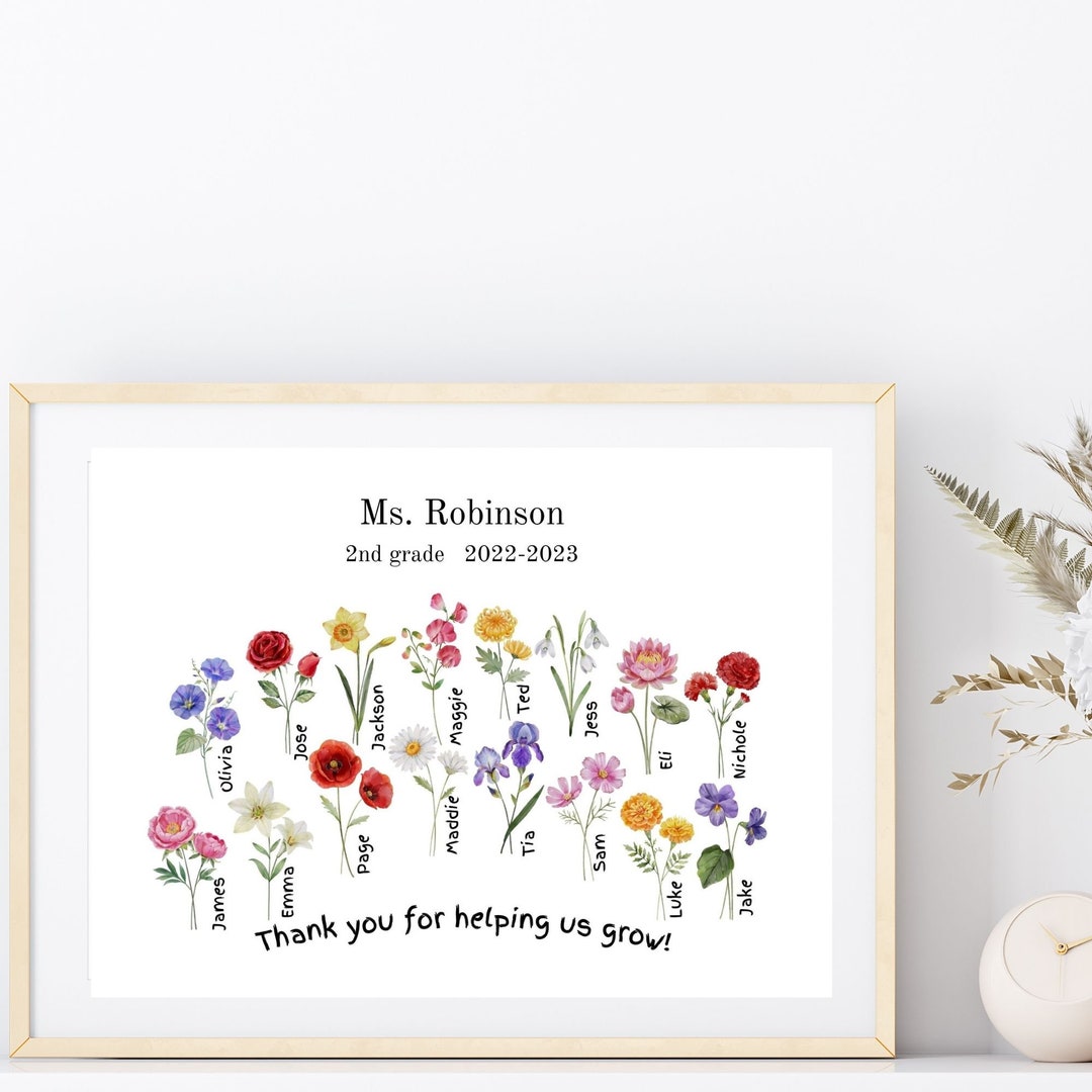 Teacher Gift Teacher Thank You Flower Class Print Printable - Etsy