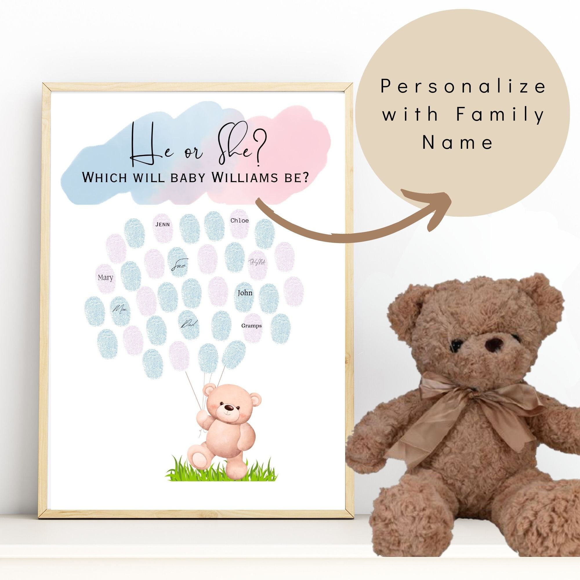 Gender Reveal Sign He or She Boy or Girl Fingerprint Sign - Etsy