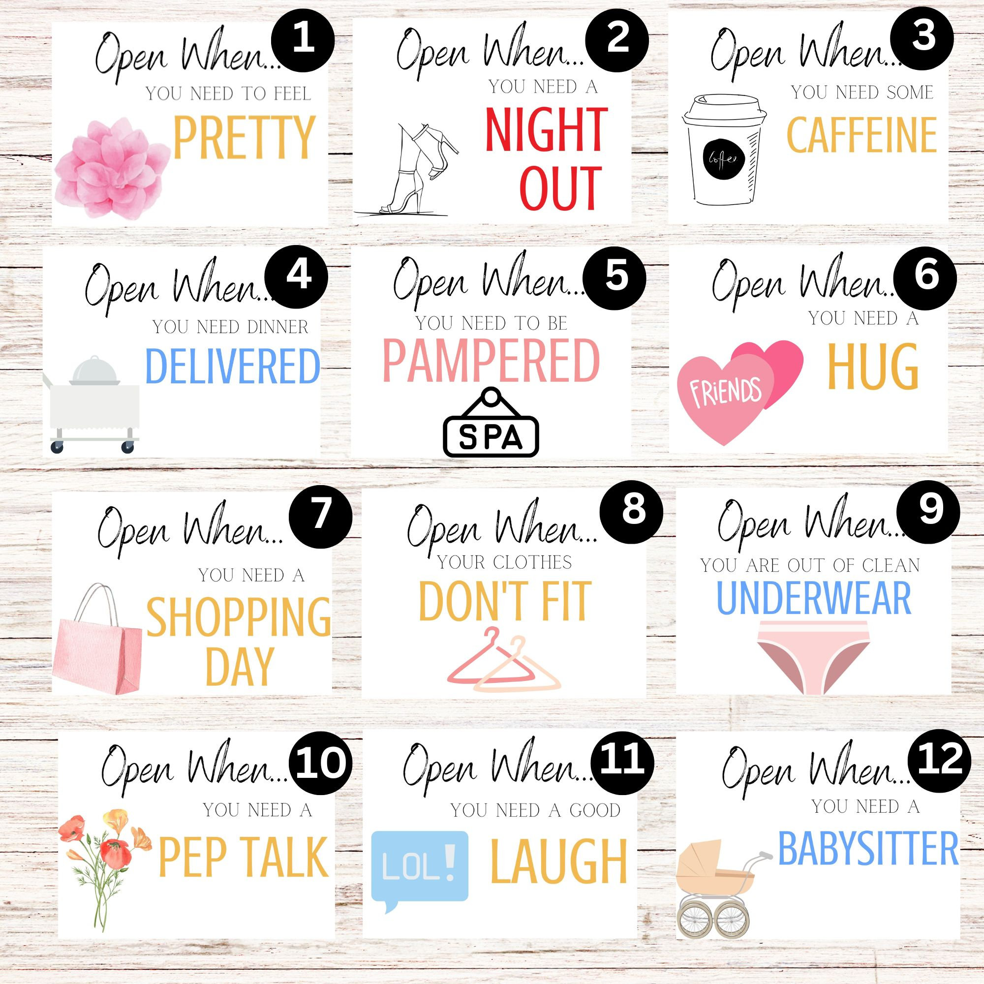 Open When Envelopes for New Moms, New Mom Care Package, Baby Shower ...