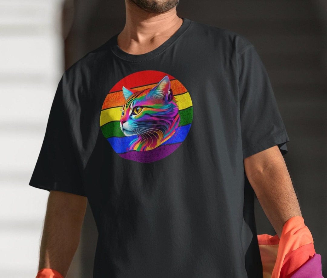 Cat Pride Rainbow Premium Oversized T-shirt - Bold & Vivid Multicolored ...