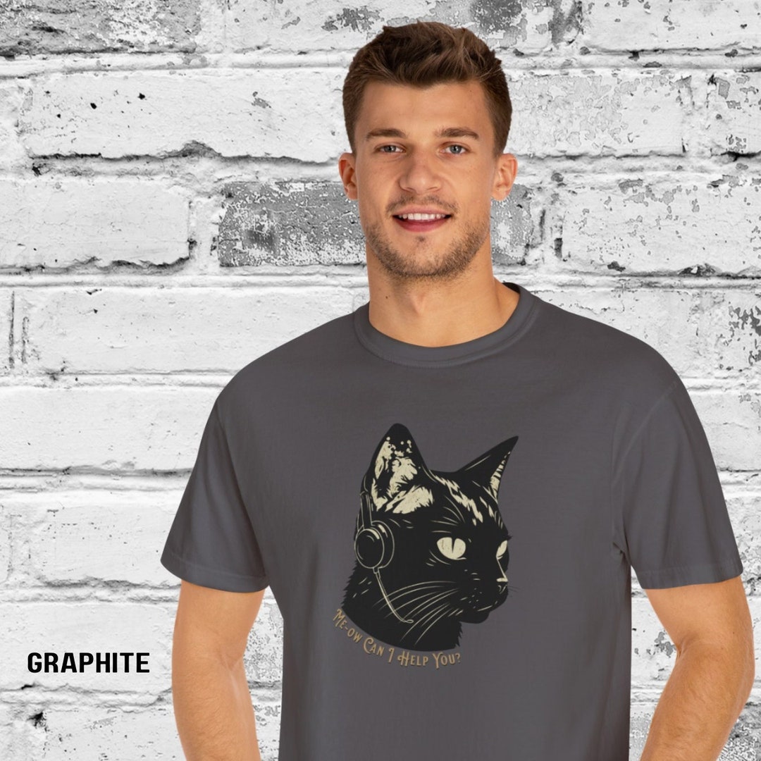 Me-ow Can I Help You? Call Center Cat With Headset - Funny Cat Lover T ...