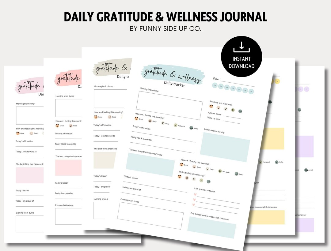 Minimalistic Wellness Journal Printable | Gratitude Journal Prompts ...